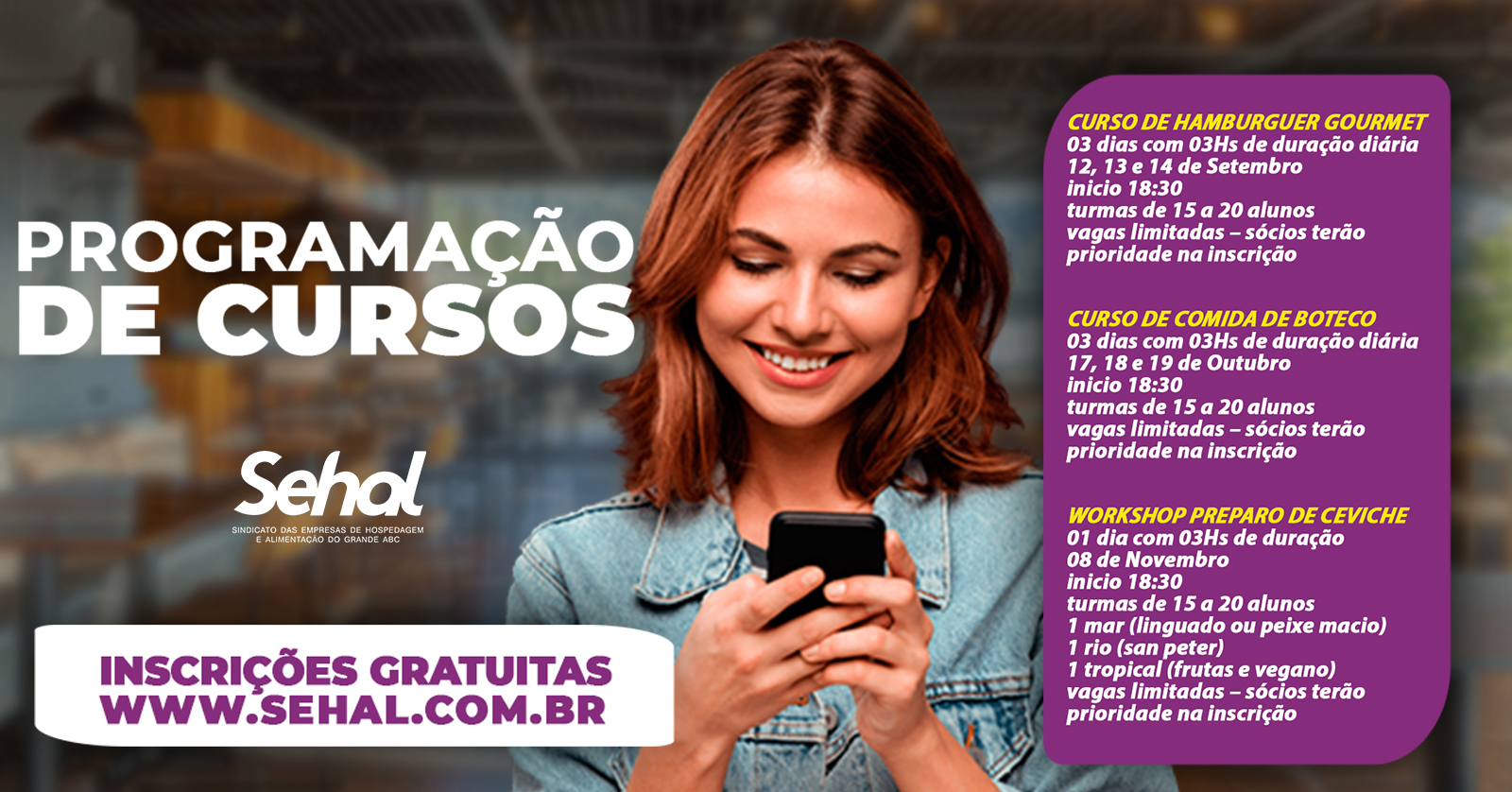 Programação de Cursos - Sehal - Sindicato das Empresas de Hospedagem ...